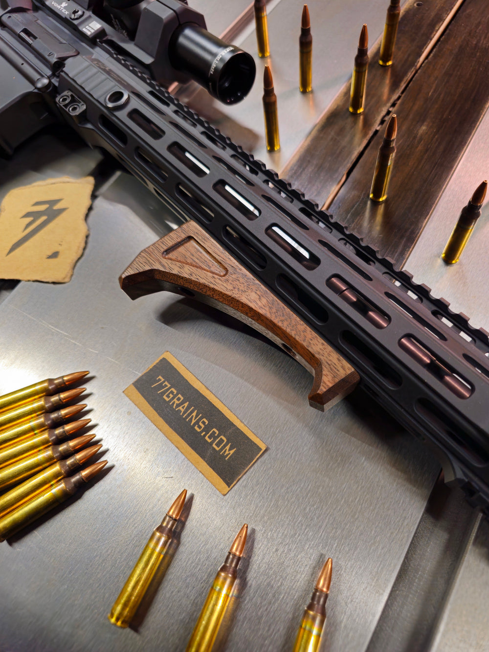 Wood AR15/M4 mlok and keymod rail covers and grips – 77 GRAINS