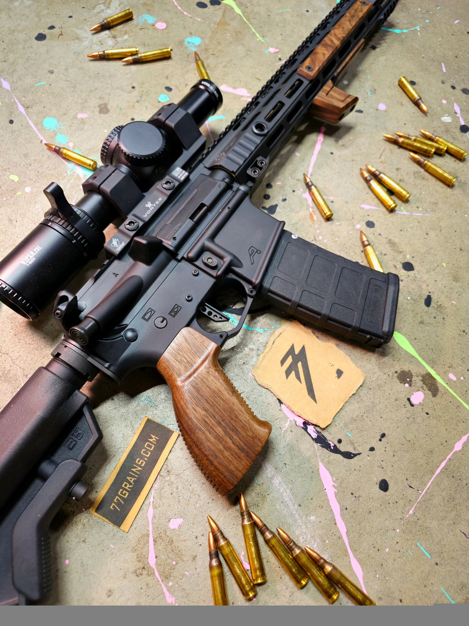 Wood AR15/M4 mlok and keymod rail covers and grips – 77 GRAINS