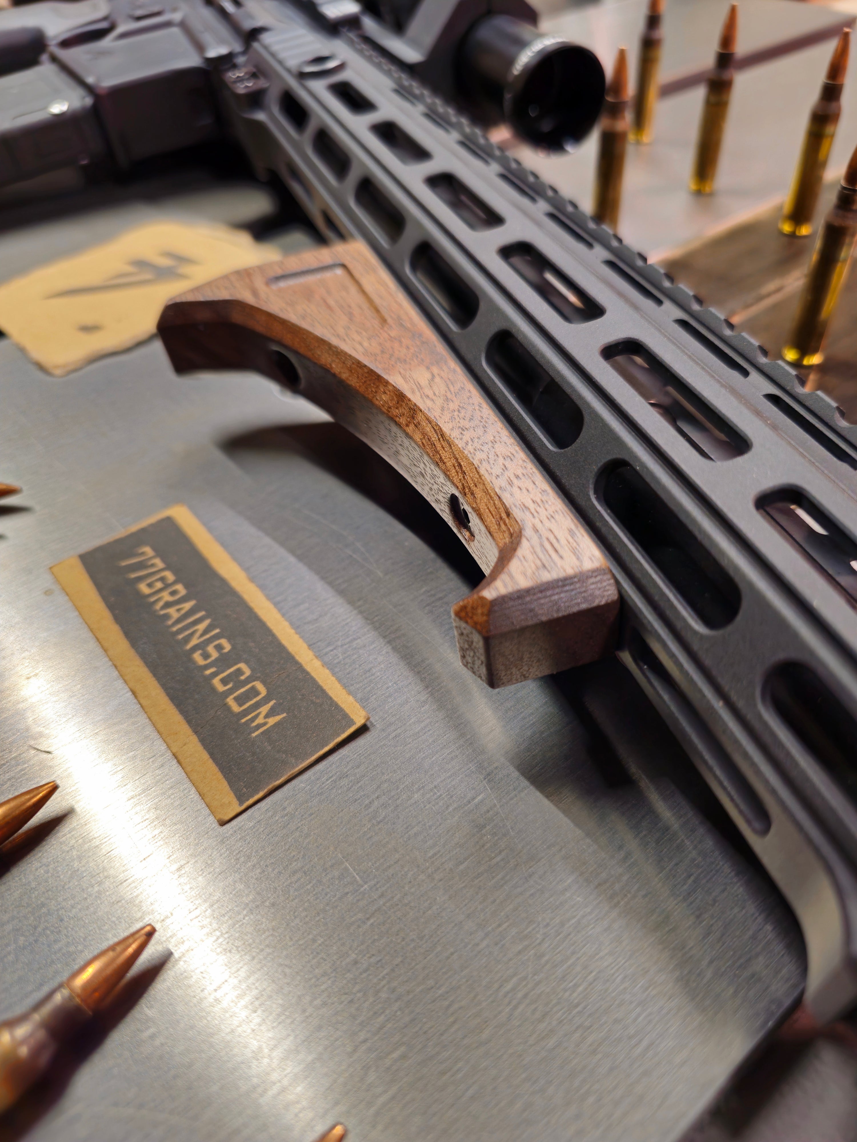 Wood AR15/M4 mlok and keymod rail covers and grips – 77 GRAINS