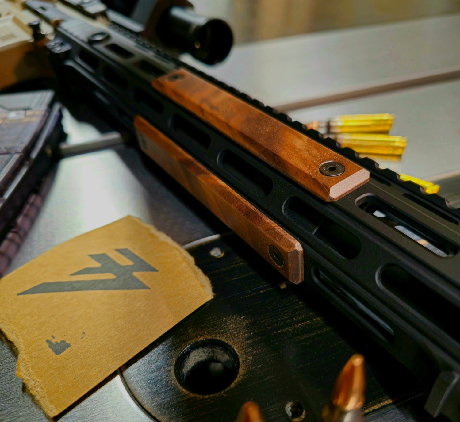 Wood AR15/M4 mlok and keymod rail covers and grips – 77 GRAINS