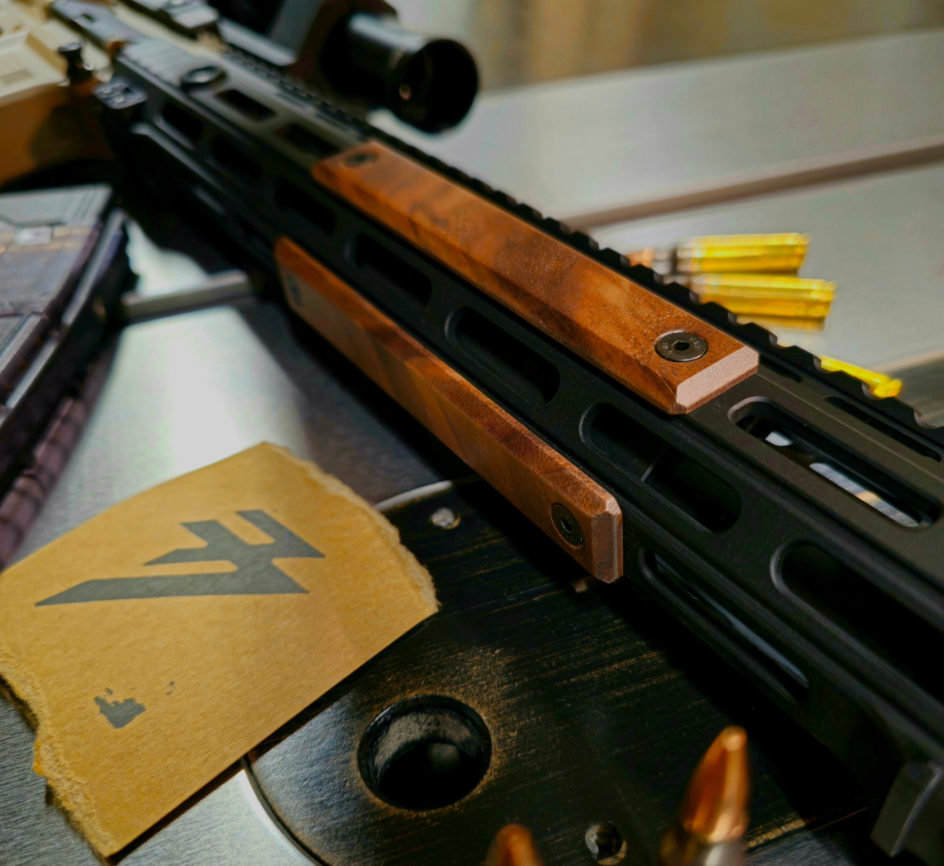 Wood AR15/M4 mlok and keymod rail covers and grips – 77 GRAINS